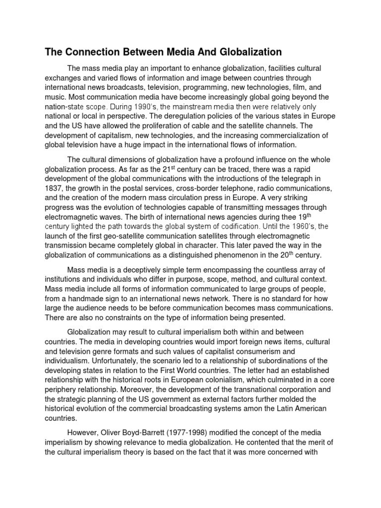 The Connection Between Media and Globalization | PDF | Globalization ...