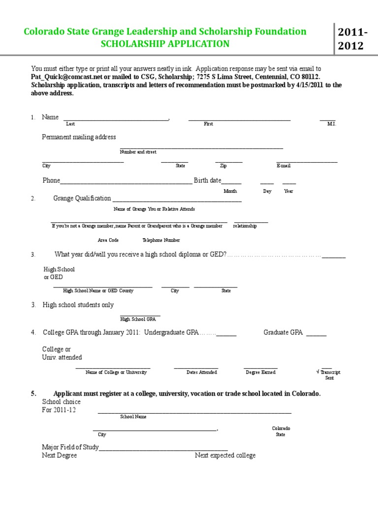 Scholarship Application Template 02 | PDF | Educational Stages | Academia
