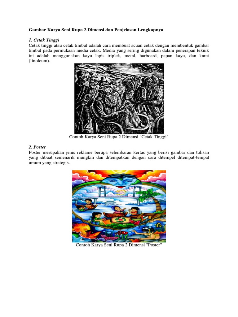 Gambar Karya Seni Rupa 2 Dimensi Dan Penjelasan Lengkapnya | PDF