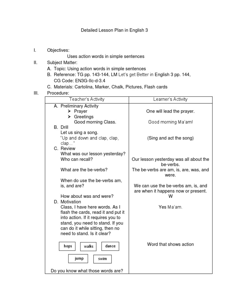 Detailed Lesson Plan in English 3 | PDF | Lesson Plan | Communication