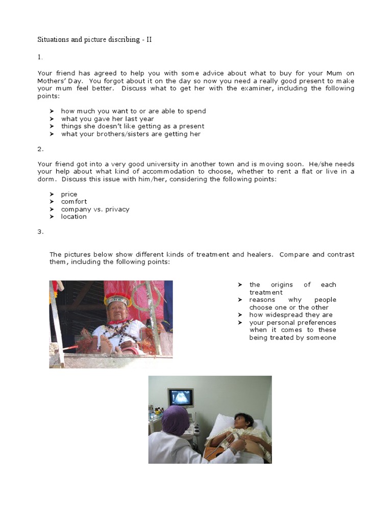 Situations Picture Discribing | PDF