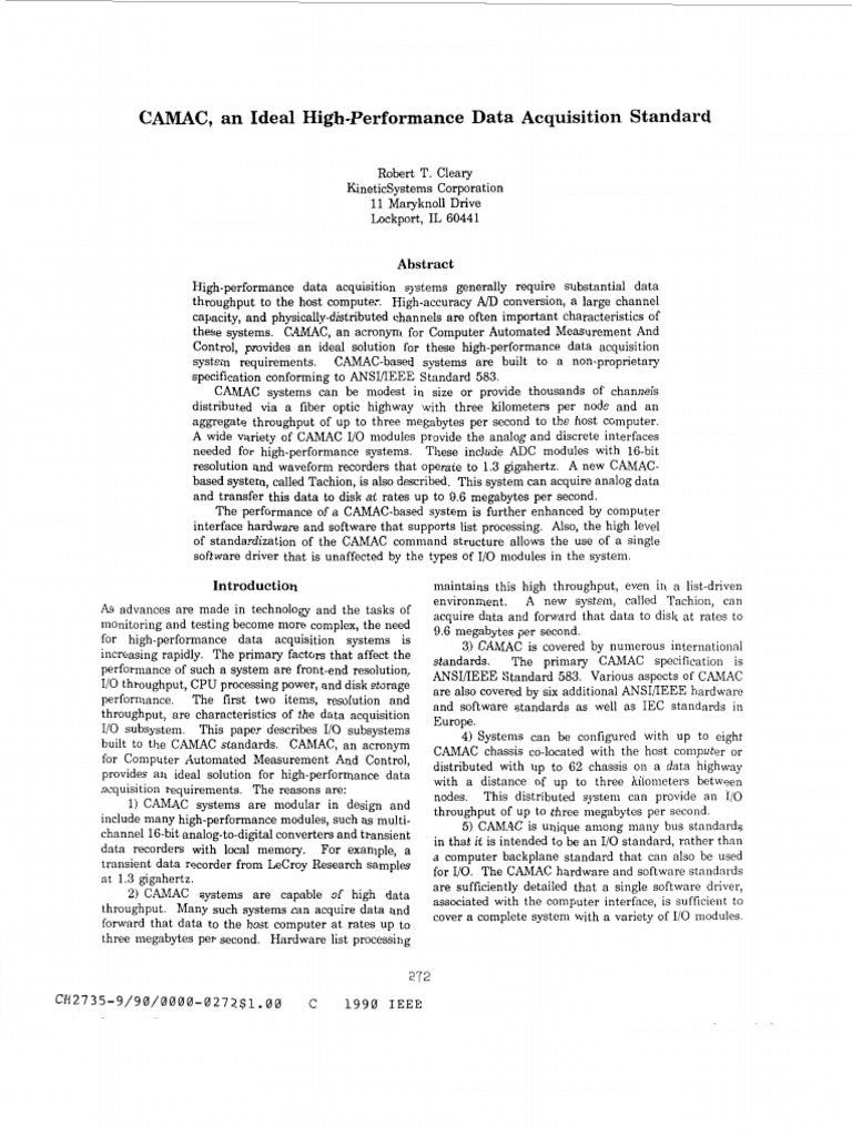 Camac, Ideal High-Performance Data Acquisition Standard | Download Free PDF | Input/Output ...