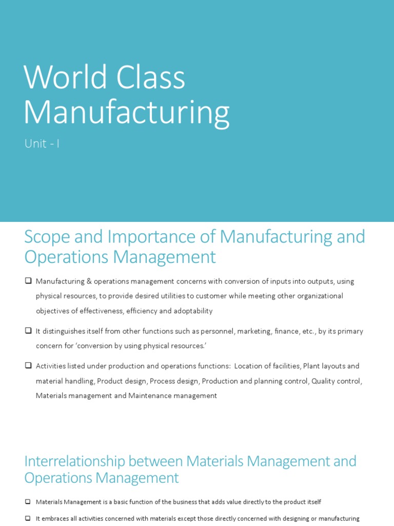 World Class Manufacturing Overview | PDF | Quality Assurance | Sampling ...