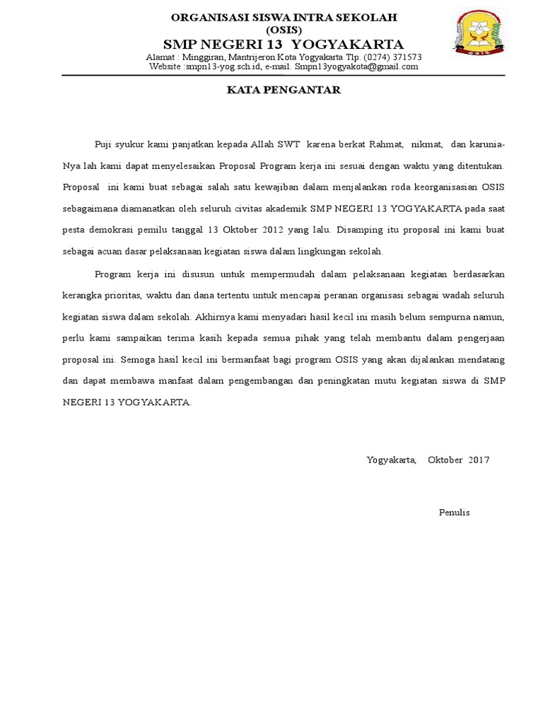 Proposal Program Kerja Osis | PDF