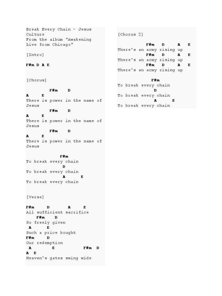 Break Every Chain - Jesus Culture | PDF