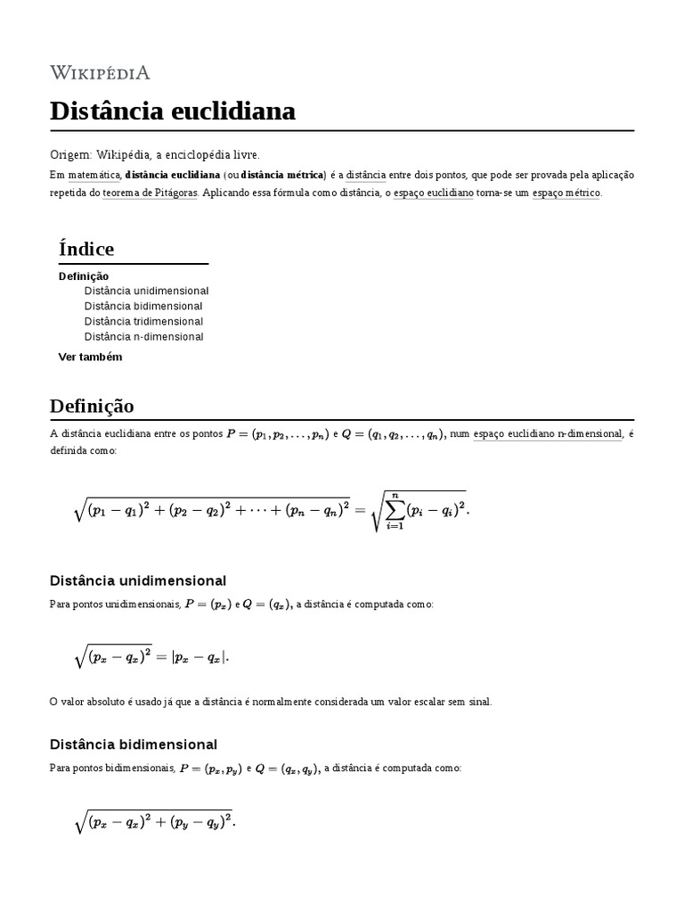 Entendendo a Distância Euclidiana | PDF | Métodos e Materiais de Ensino | Computadores