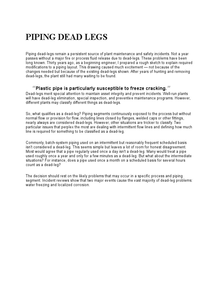 Piping Dead Legs: Plastic Pipe Is Particularly Susceptible To Freeze ...