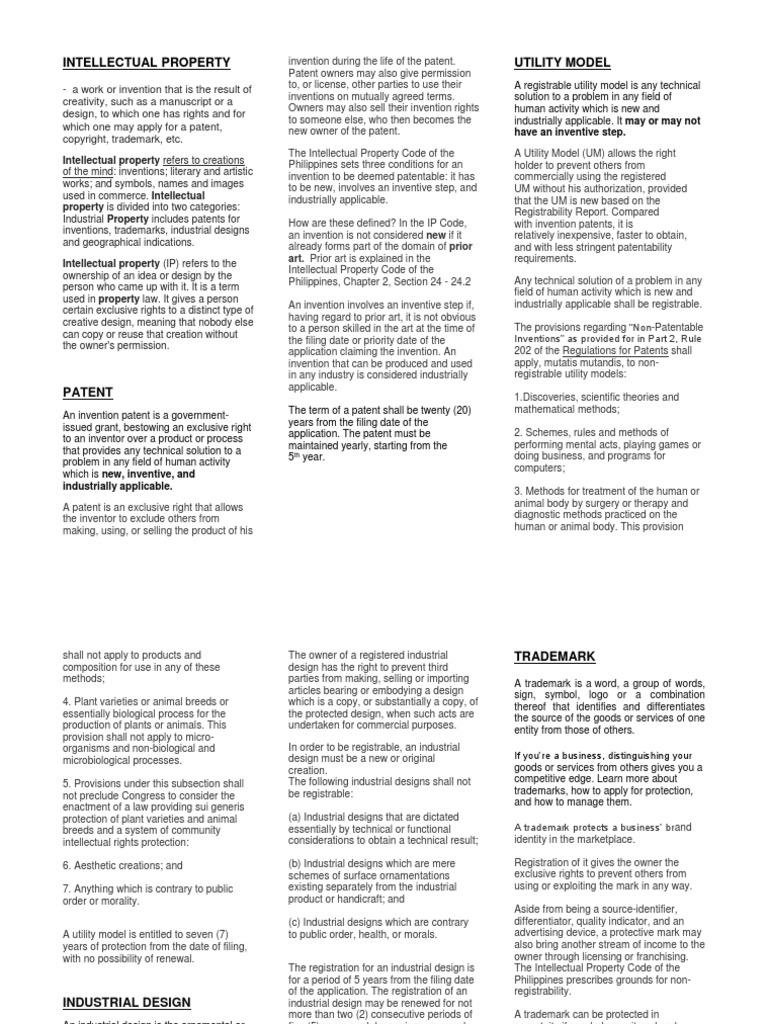 Intellectual Property Utility Model | PDF | Patent | Patent Application
