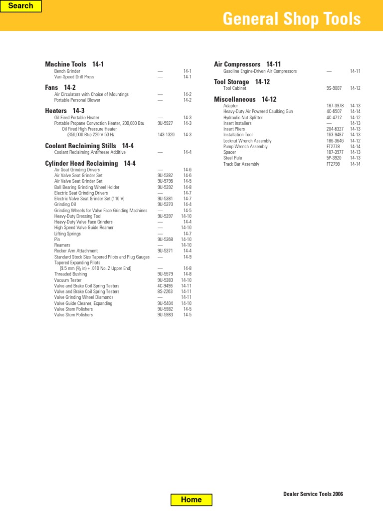General Shop Tools: Machine Tools 14-1 Air Compressors 14-11 Tool ...