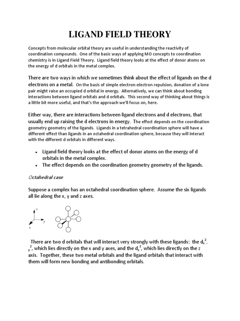 Ligand Field Theory: Octahedral Case | PDF | Coordination Complex ...