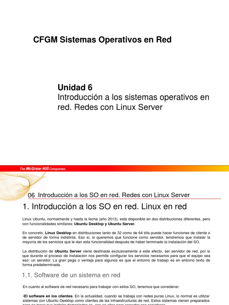 SOR UD 06 Presentacion | PDF | Distribución de Linux | Servidor (Computación)