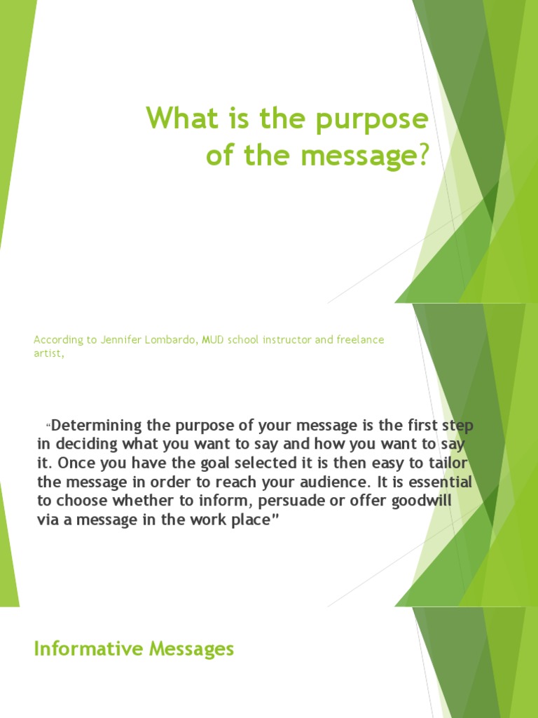 What Is The Purpose of The Message? | PDF | Reading Comprehension ...