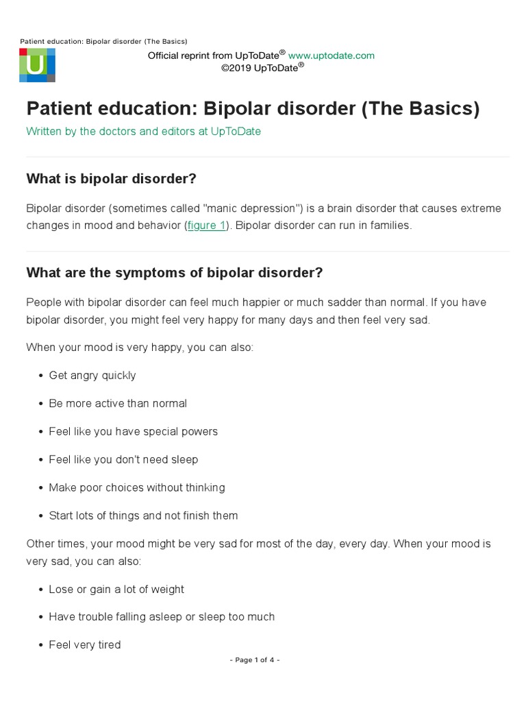 Patient Education: Bipolar Disorder (The Basics) | PDF | Bipolar ...
