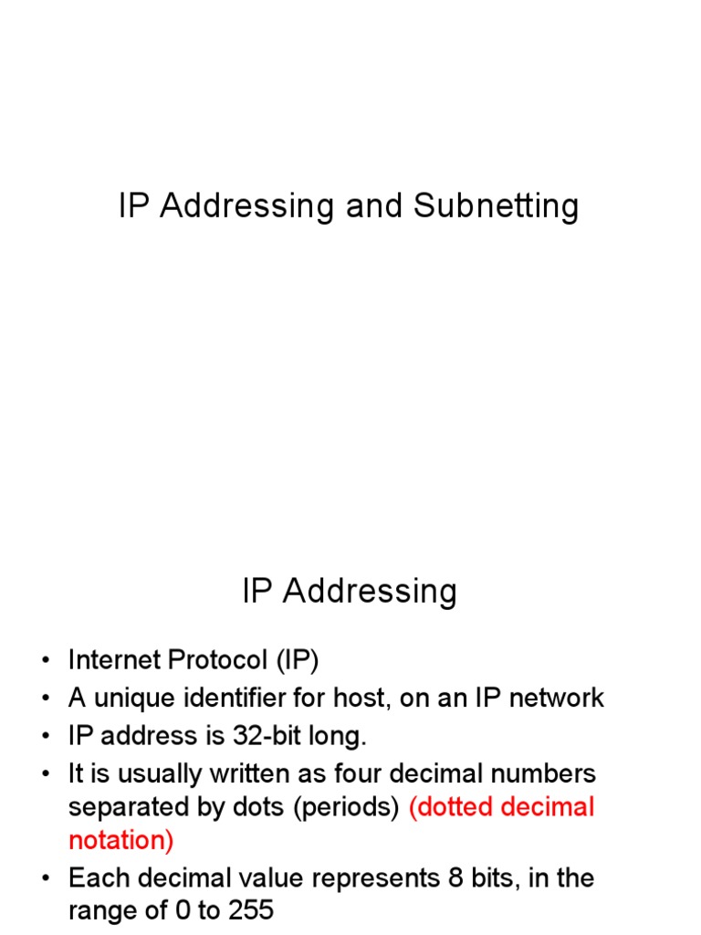 IP Address and Subnetting | PDF | Ip Address | Network Architecture