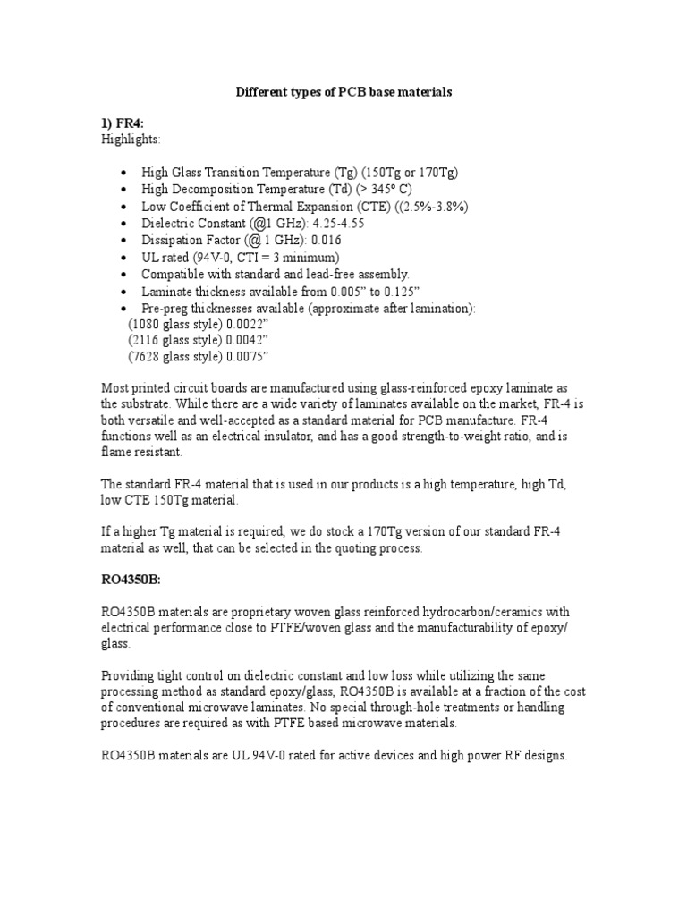 Different Types of PCB Base Materials | PDF | Printed Circuit Board ...