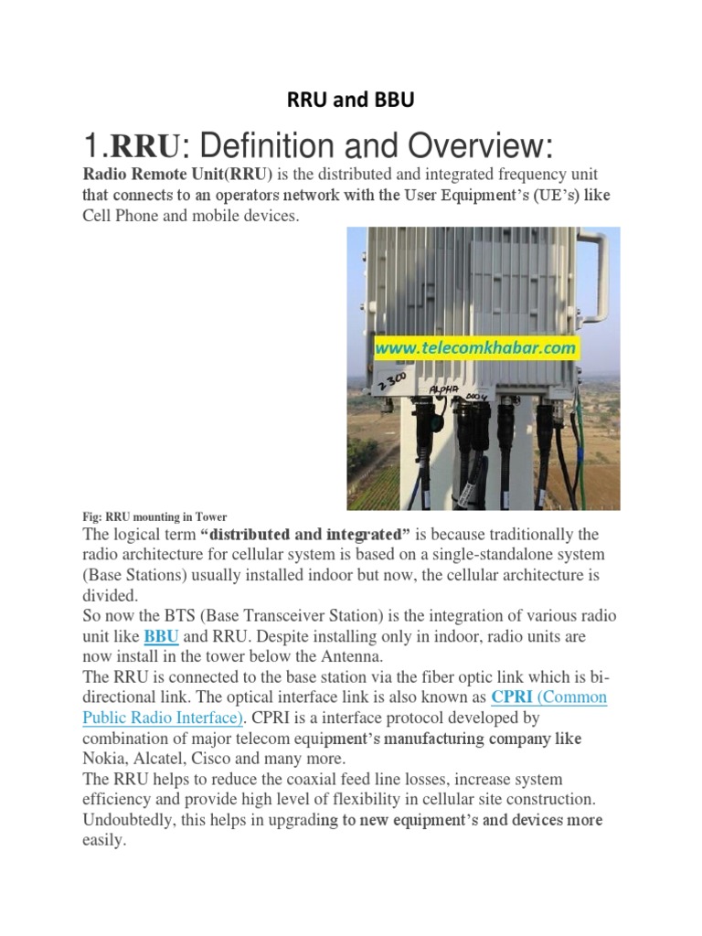 1.RRU: Definition and Overview | PDF | Telecommunication | Cellular Network
