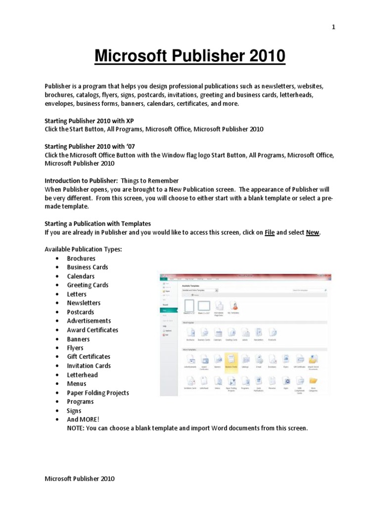Microsoft Publisher 2010 Guide | PDF | Tab (Gui) | Page Layout