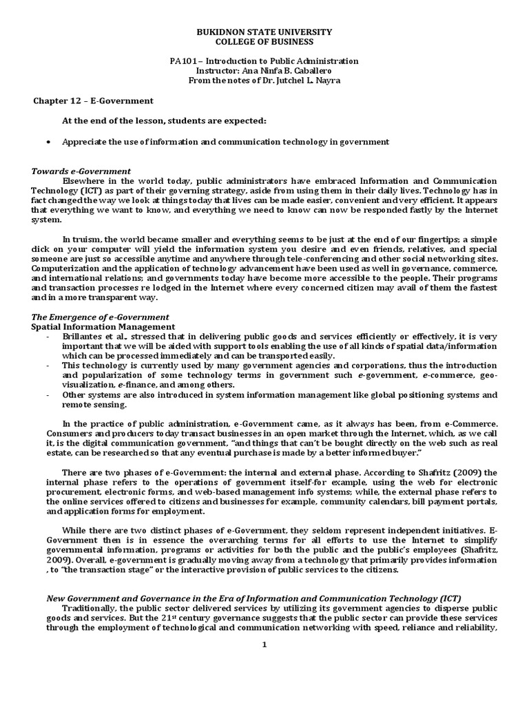 E Government PDF | PDF | E Government | Business