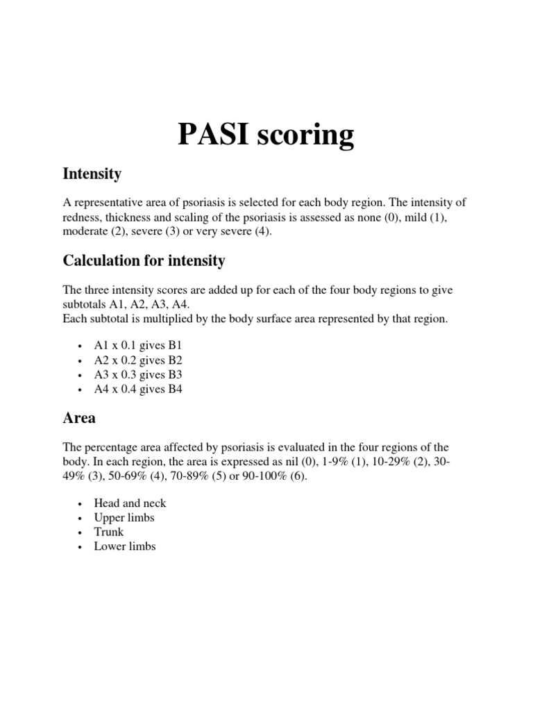 PASI Scoring: Intensity | PDF