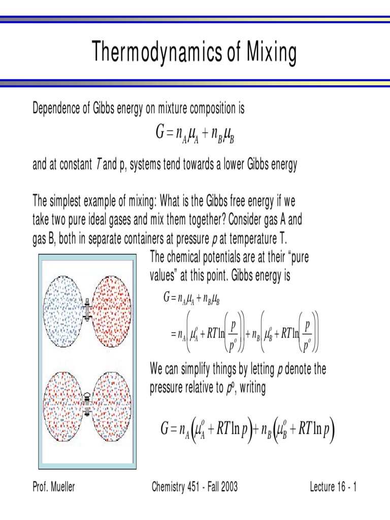 Thermodynamics of Mixing: N + RT LN P + N + RT LN P | PDF | Solution ...