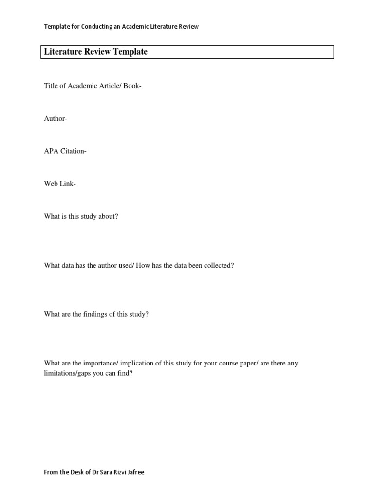 Literature Review Template | PDF