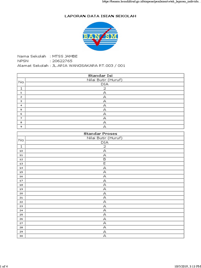 nilai akreditasi sispena
