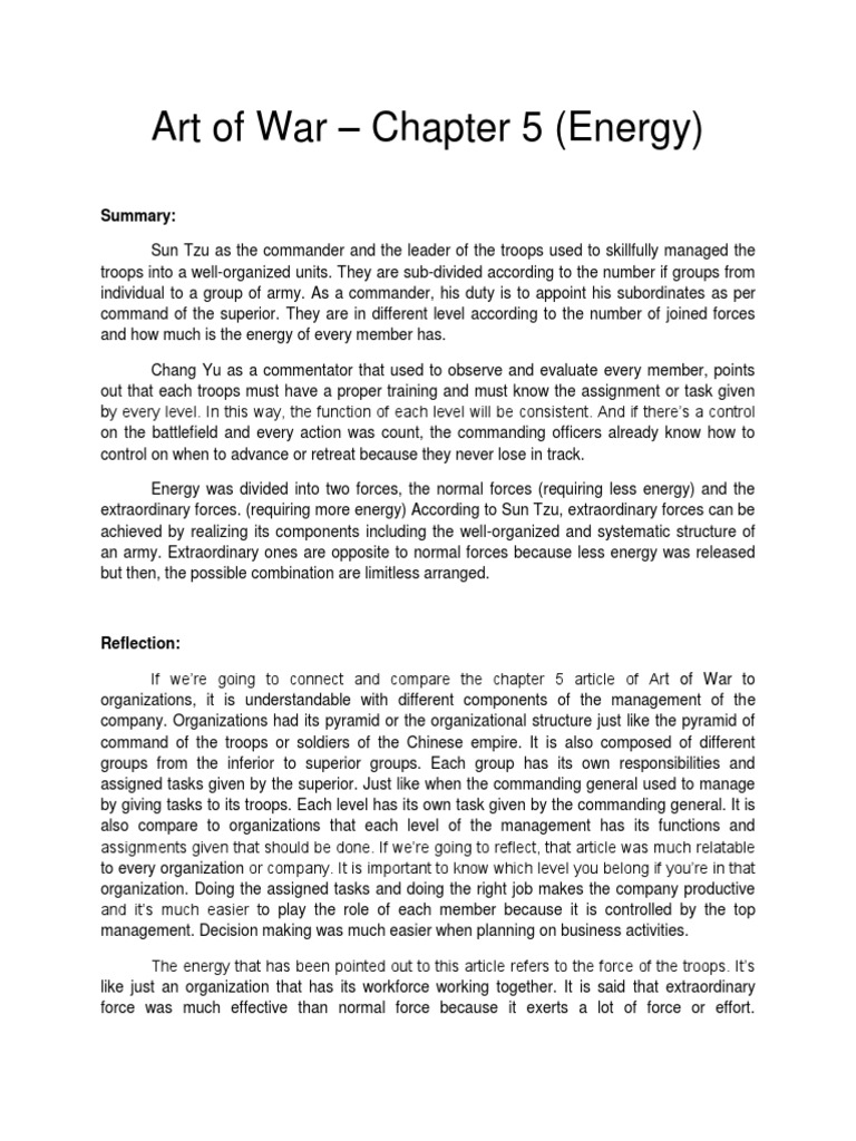 Art of War - Chapter 5 (Energy) : Summary | PDF | The Art Of War ...