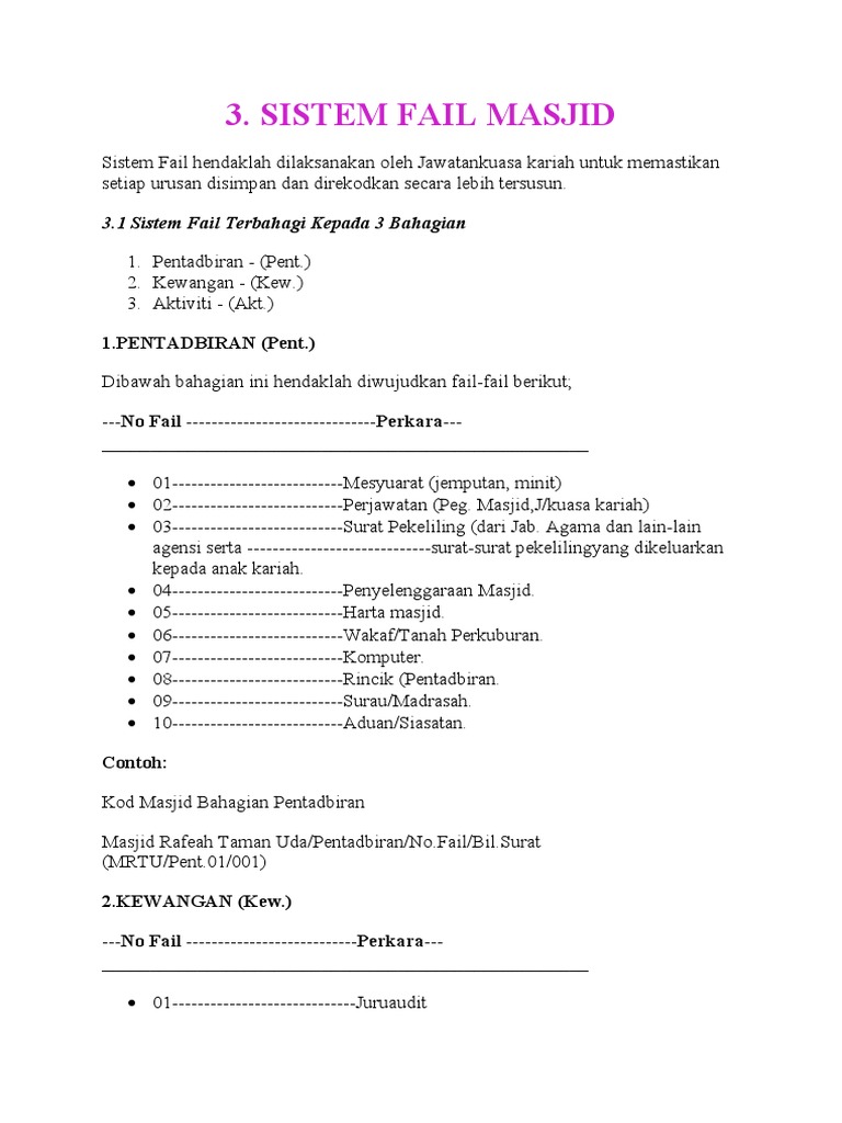 Sistem Fail Masjid | PDF