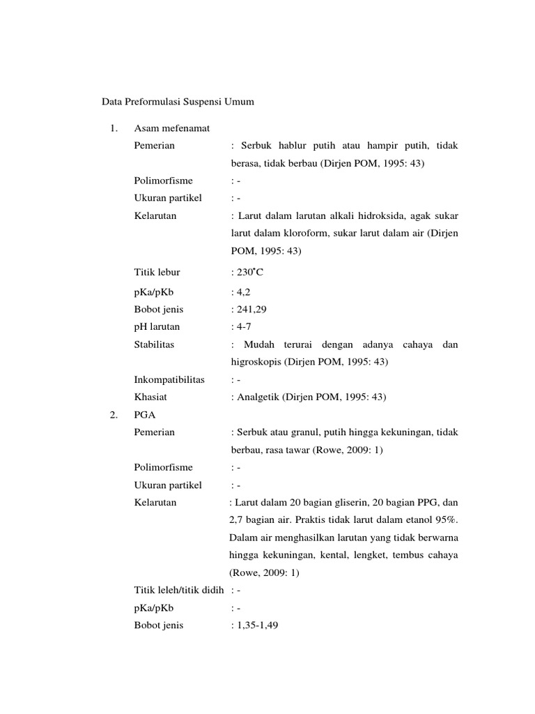 Data Preformulasi Suspensii | PDF
