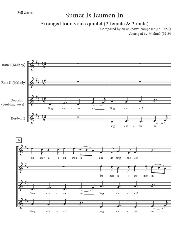 Sumer Is Icumen in - Full Score | PDF