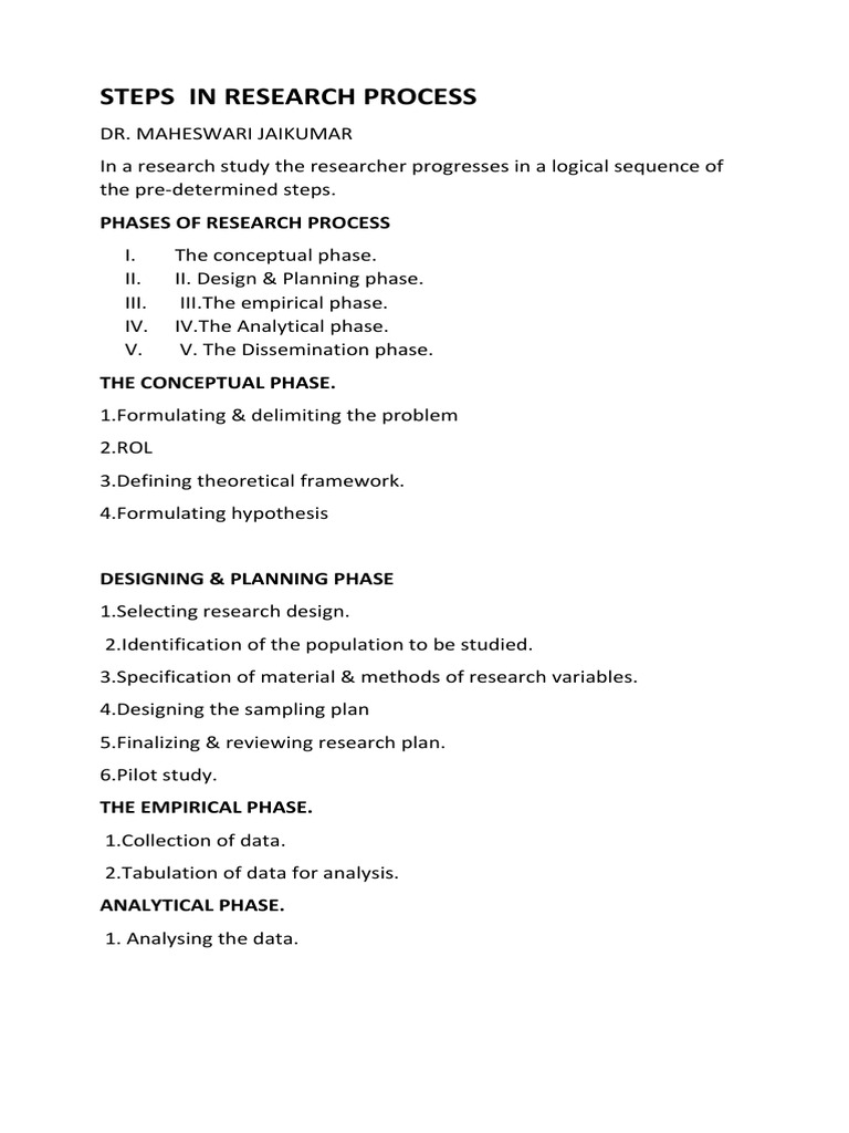 Steps in Research Process | Download Free PDF | Sampling (Statistics ...
