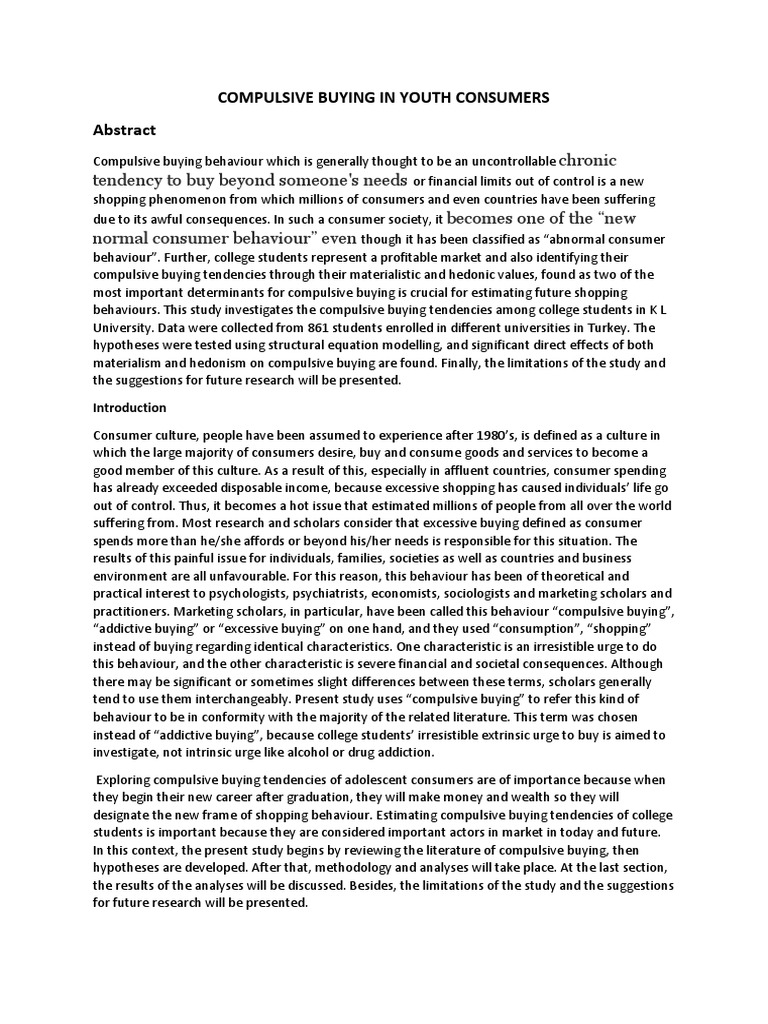 Questionnaire On Compulsive Buying | PDF | Survey Methodology | Behavior