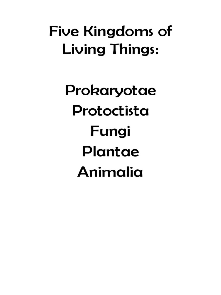 Five Kingdoms of Living Things | PDF
