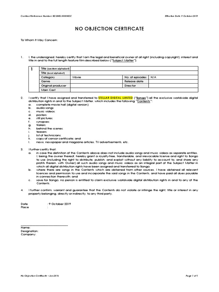 08 NOC - General - 20170109 | PDF | License | Royalty Payment