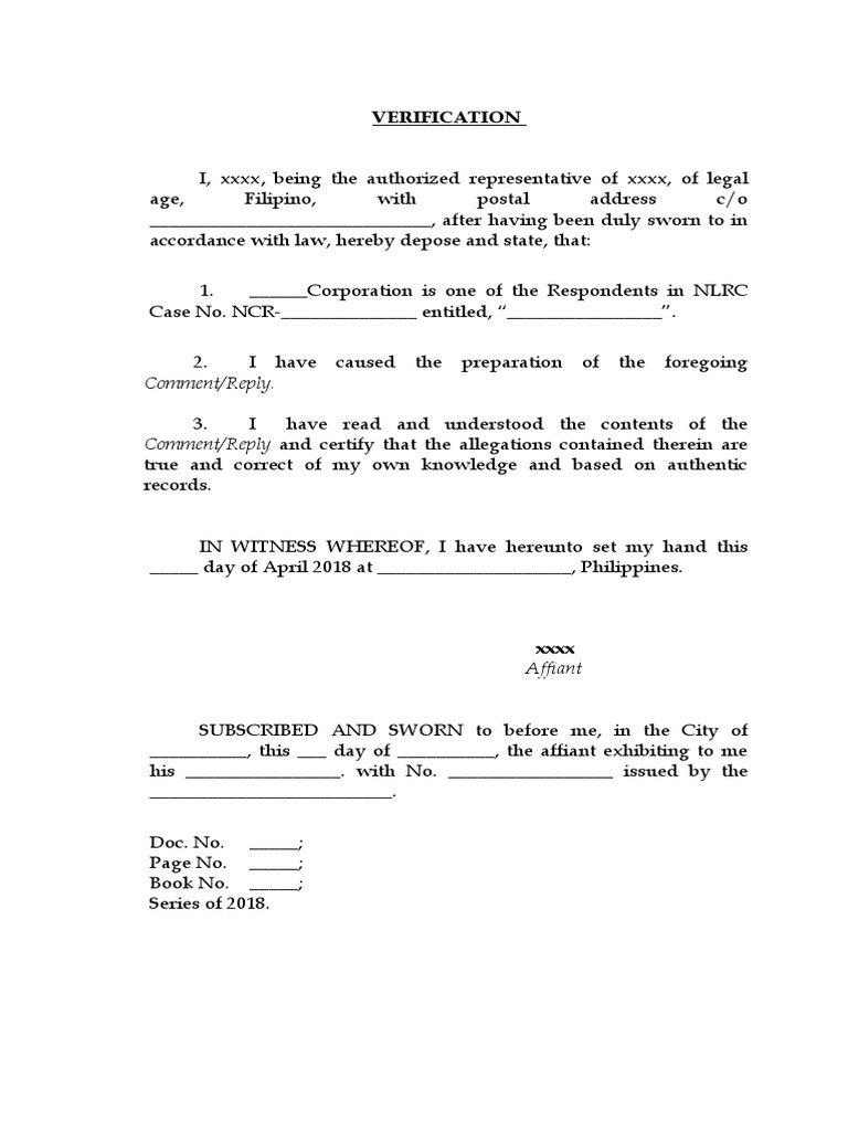 Verification On REPLY NLRC | PDF
