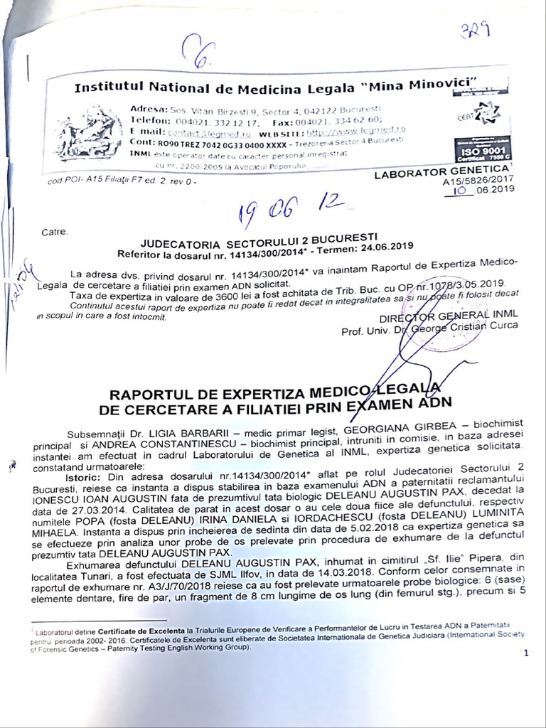 Raport de Expertiza Adn Deleanu | PDF