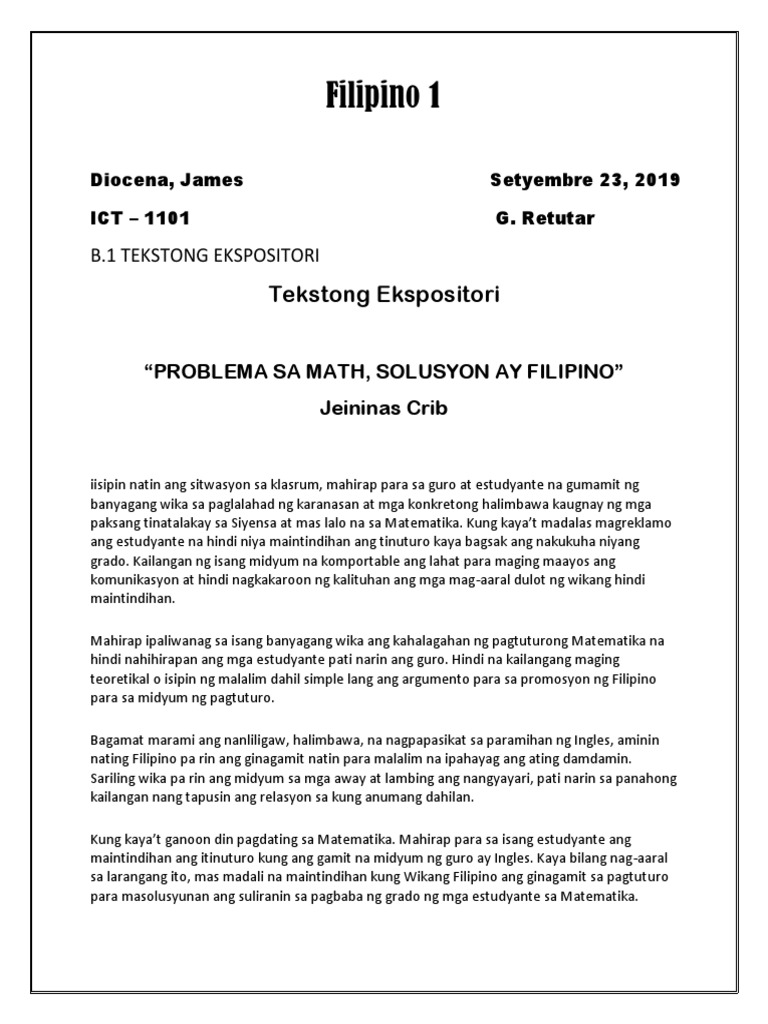 Filipino 1 | PDF