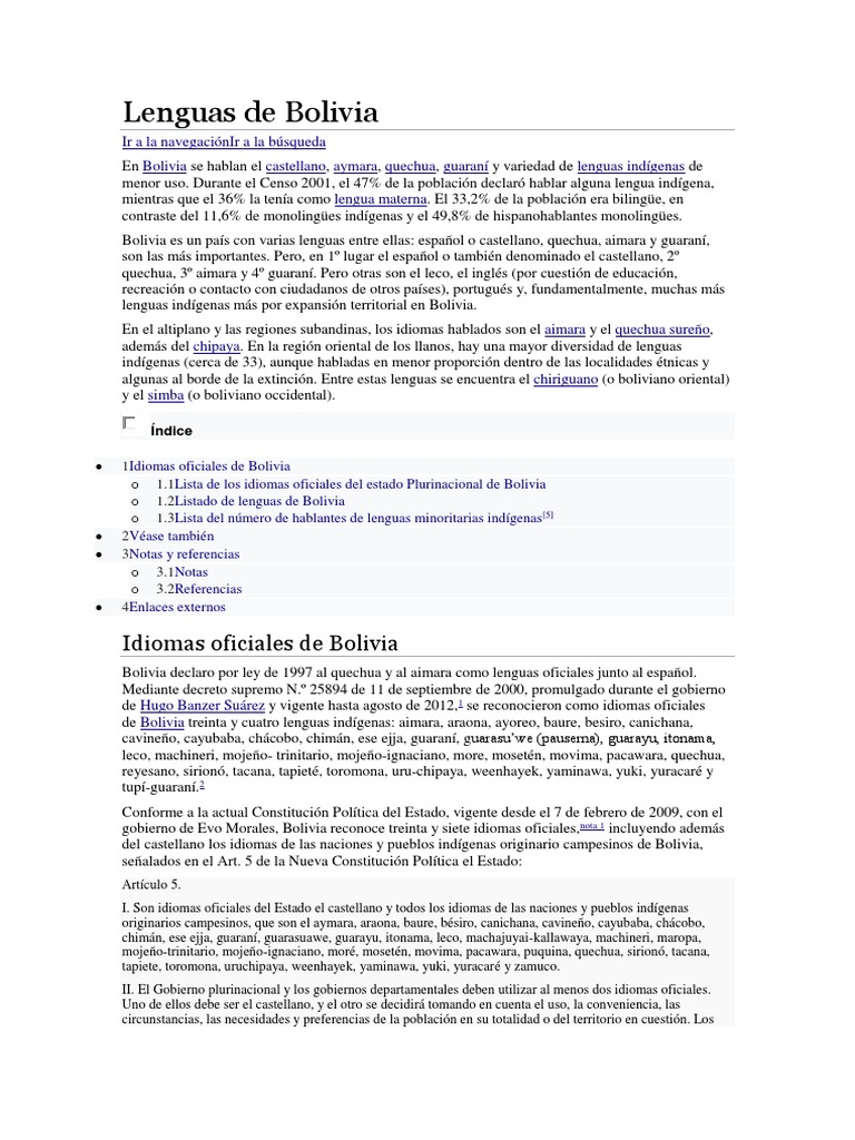 Diversidad Lingüística en Bolivia | PDF | Sociolingüística | América ...