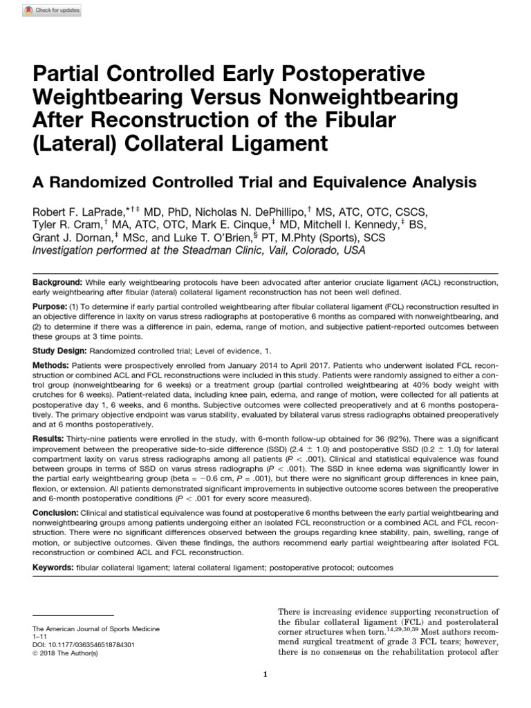Laprade 2018 | PDF | Knee | Musculoskeletal System