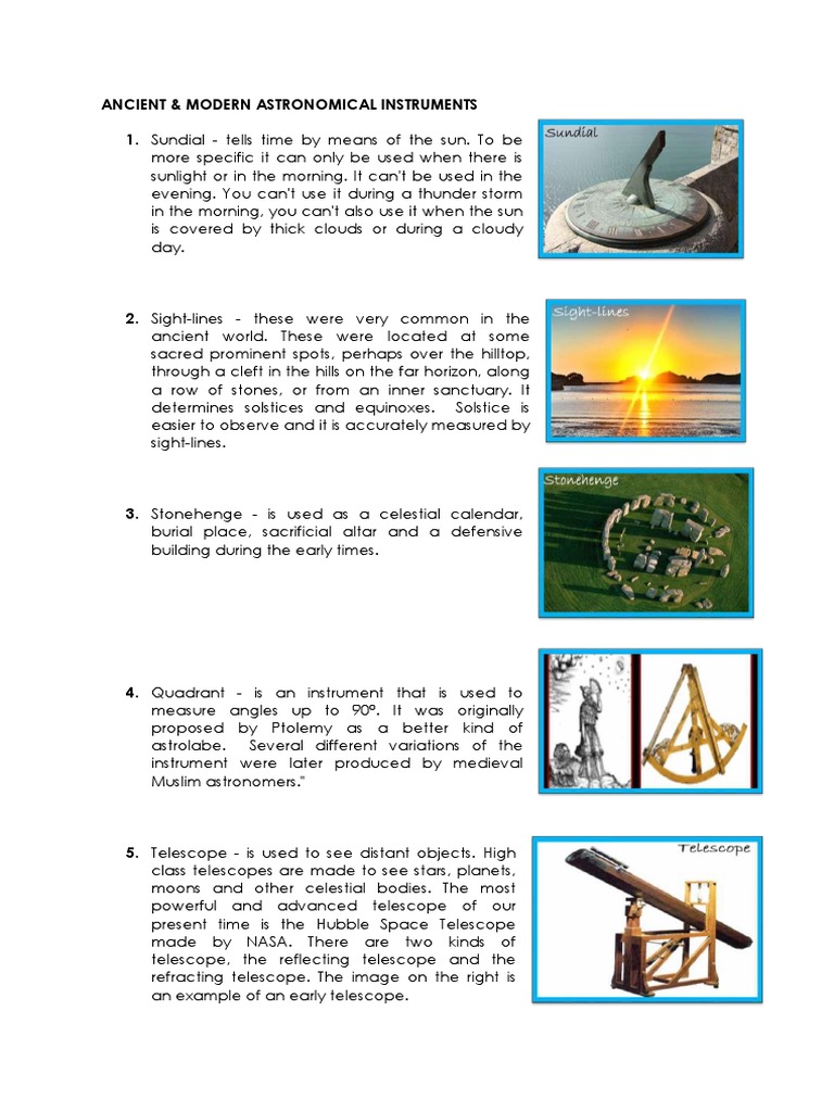 Ancient Astronomical Instruments | PDF | Sun | Astronomy