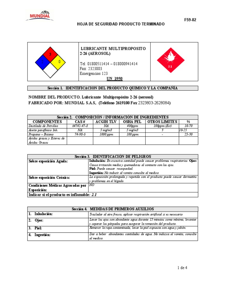 2-26 Lubricante Aerosol | PDF | Aerosol | Agua