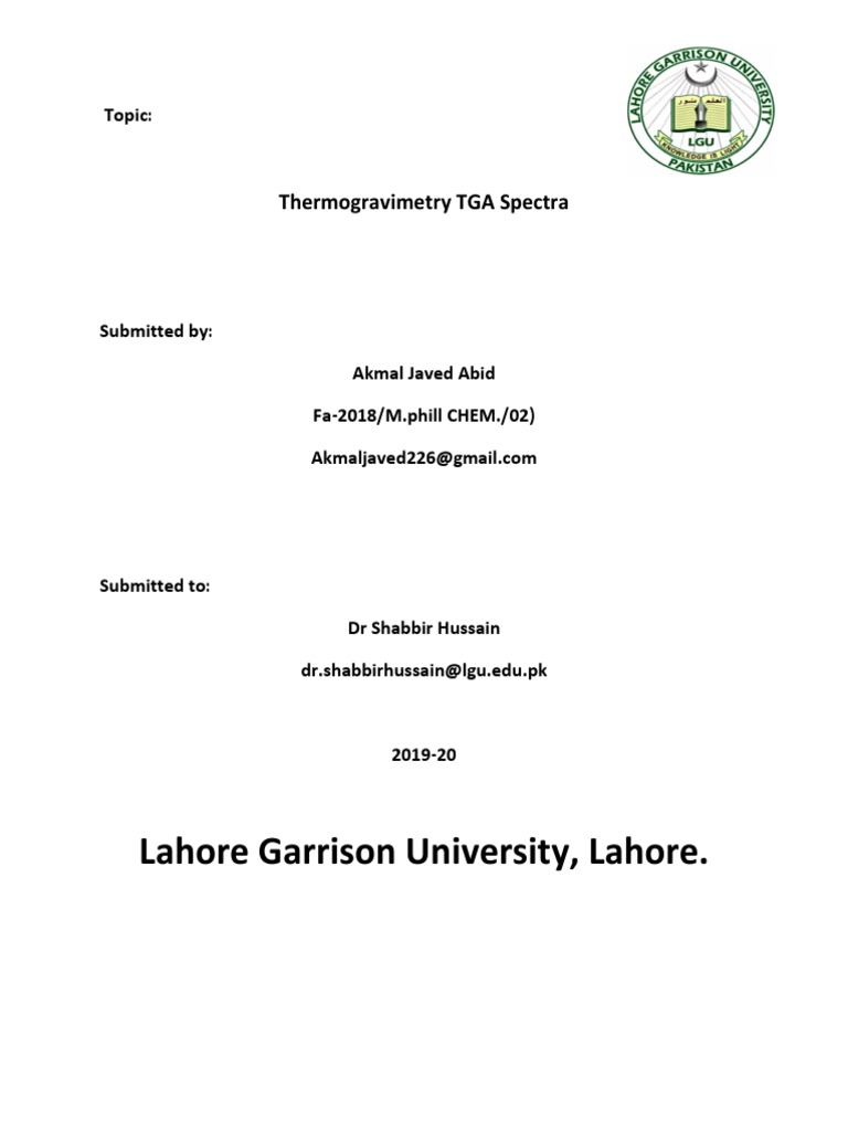 TGA Spectra by Akmal Javed | PDF | Carbon | Chemical Elements