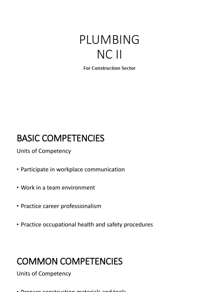 Plumbing NC Ii: For Construction Sector | PDF