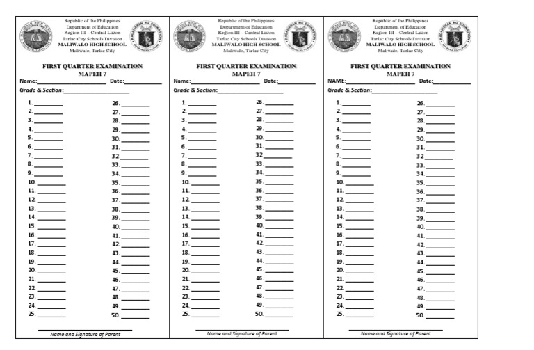 Answer Sheet | PDF | Philippines