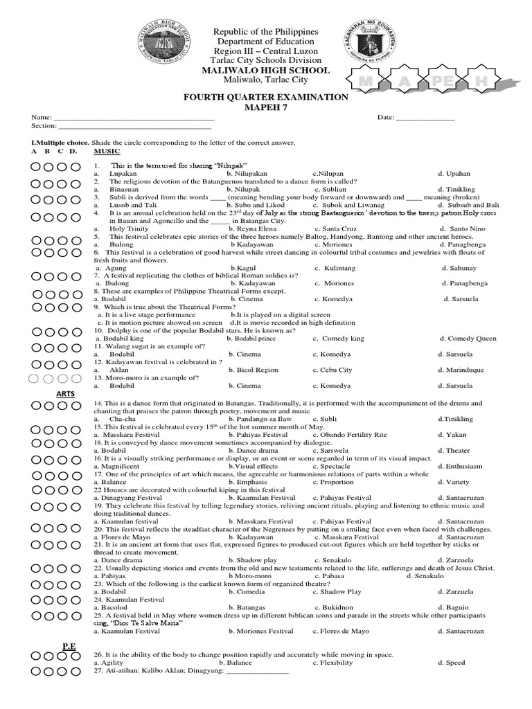 4TH Quarter Test Grade 7 | PDF | Allergy | Stroke