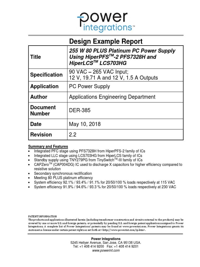 Design Example Report: Title | PDF | Power Supply | Rectifier
