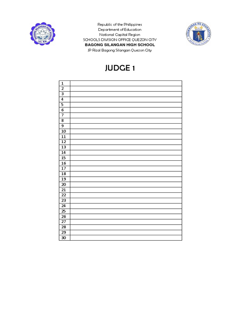 Criteria For Judging | PDF | Metro Manila | Government Institutions