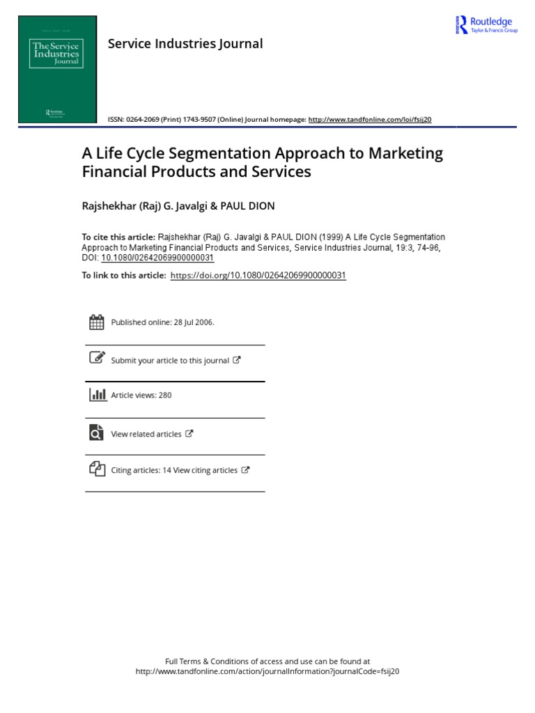 A Life Cycle Segmentation Approach To Marketing Financial Products and ...