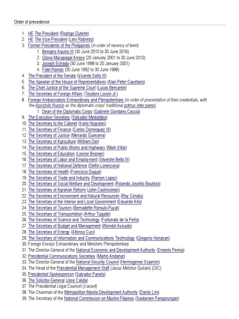 Order of Precedence: Apostolic Nuncio Primus Inter Pares | PDF ...