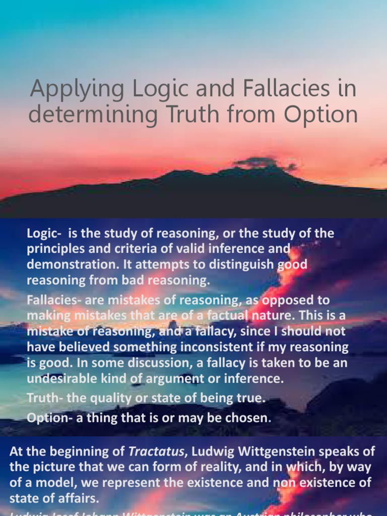 Applying Logic and Fallacies in Determining Truth From | PDF | Logic ...